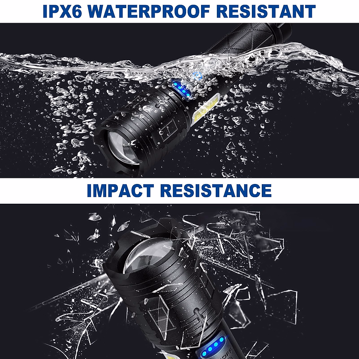 Kmivo Rechargeable LED Flashlights High Lumens 2 Pack, 900000 Lumen Super Bright Flashlight with USB Cable, 7 Modes Powerful Flashlight Waterproof Flash Light for Home Emergencies Camping