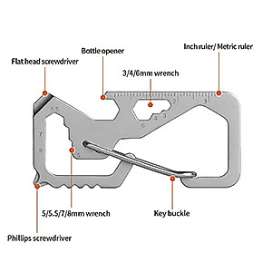 Christmas Gifts for Men, Utility Pocket Tool, Small Edc multi-tool, 8 in 1 Keychain Multi-Tool,Valentines Day Gifts for Him, Christmas Stockings (Key Buckle)