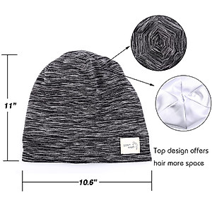 sent hair Kids Satin Lined Bonnet Silk Slouchy Beanie for Natural Hair Adjustable Sleep Bonnet Slap Cap for Kids/Child/Teens (4-10 Years Old,Black)