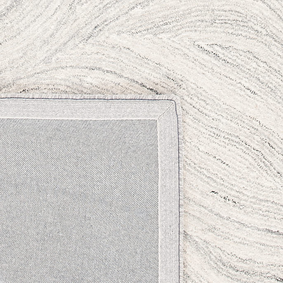 SAFAVIEH Metro Collection Area Rug - 8' x 10', Ivory & Silver, Handmade Modern Abstract Wool, Ideal for High Traffic Areas in Living Room, Bedroom (MET505G)