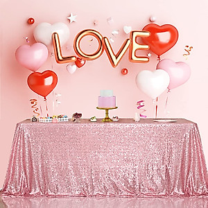 Eternal Beauty Sequin Tablecloth, 50x80 Rectangle Valentine's Day Sequin Tablecloth for Party Cake Dessert Table Exhibition Events,Fuchsia Pink