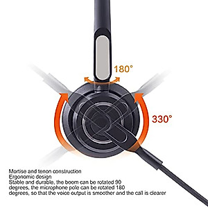 Dilwe Single Ear USB Headset, Monaural Headphone with Microphone, Bluetooth Noise Canceling Headset, On Ear Wireless Call Center Headset for Office Home Business