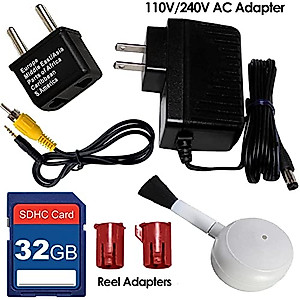 Wolverine 8mm & Super 8mm Reels to Digital MovieMaker Pro Film Digitizer, Film Scanner, 32GB SD Memory Card, Dual Voltage 100-240V Power Supply Adapter & International Two-Prong Round Pin Plug Adapter