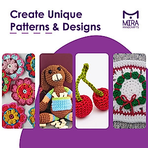 Crochet kit for Beginners| 40 Mini Skeins of Colorful Acrylic Yarn for Crocheting & Knitting (875 Yards), Storage Bag, 2 Crochet Hooks, 4 Crochet Stitch Markers, 2 Needles & 7 PDF Ebooks