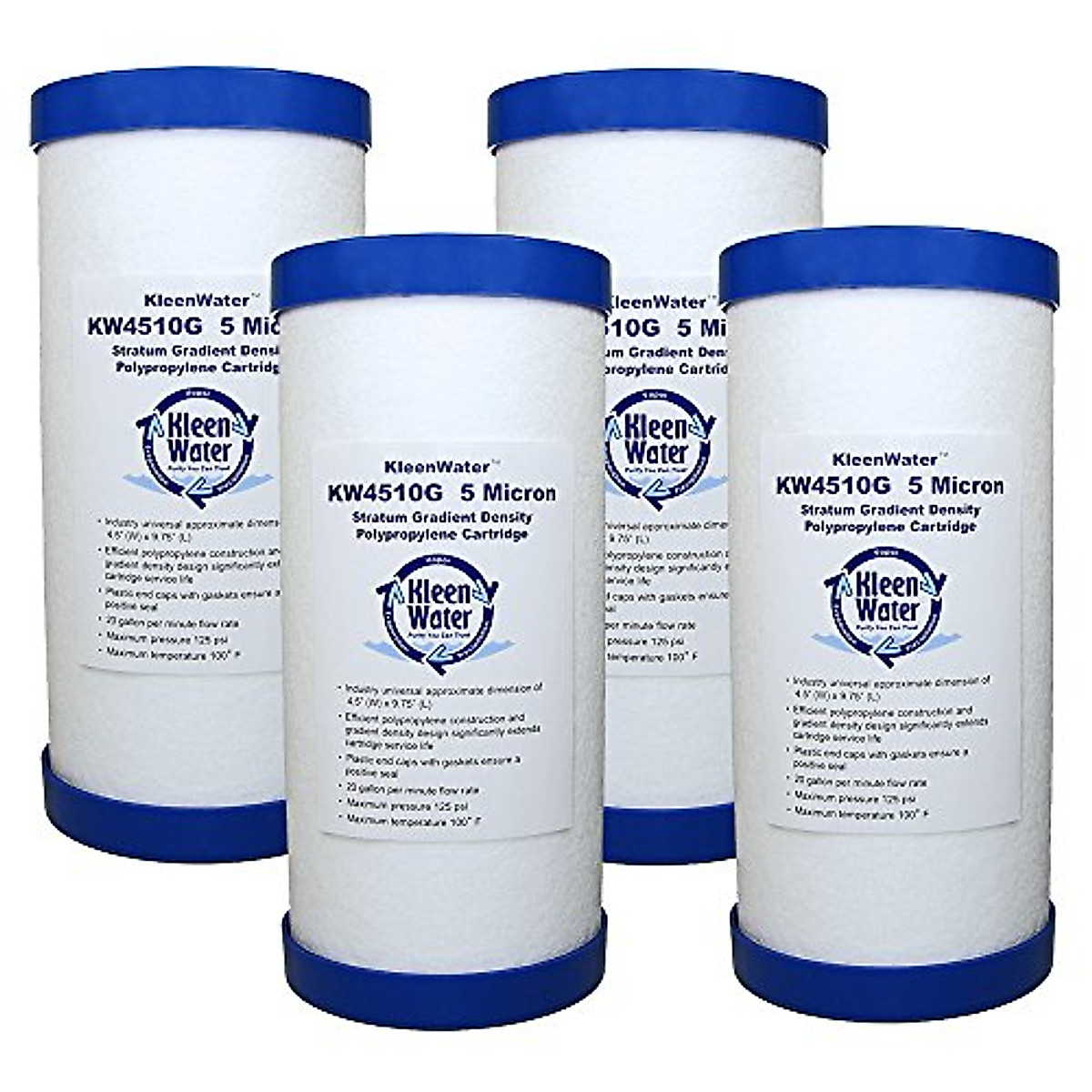 KleenWater KW4510G Meltblown Dirt Rust and Sediment Water Filter Replacement Cartridges, Set of 4