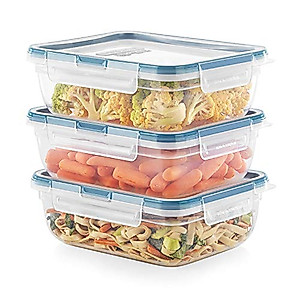 Snapware Total Solution 6-Pc Plastic Food Storage Containers Set with Lids, 8.5-Cup Rectangle Meal Prep Container, Non-Toxic, BPA-Free with 4 Locking Tabs, Microwave, Dishwasher, and Freezer Safe