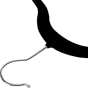 Zoyer Velvet Skirt Hangers (20 Pack, Black)- Non Slip Velvet Pants Hangers with Metal Clips, 360° Swivel Hook, Durable Thin Coat Hangers- Space Saving Velvet Dresses Hangers, Shirt & Clothes Hanger.