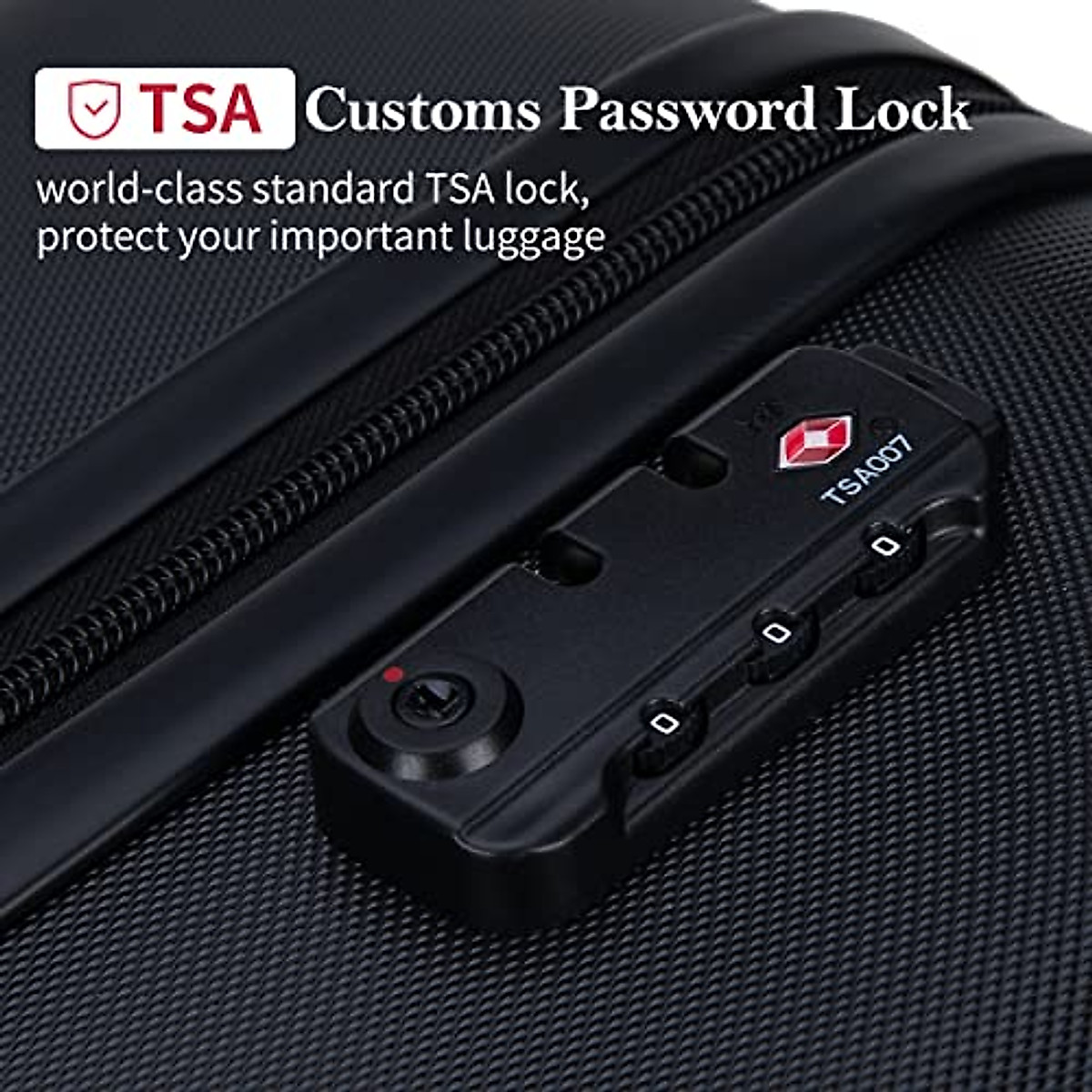 Widfre Luggage Sets 3 Pieces Carry on Suitcase Hardshell Lightweight Travel with Double Spinner Wheels Locks TSA Approved (Black)