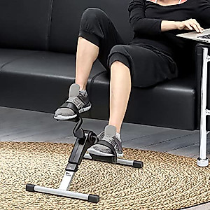 Folding Pedal Exerciser, Mini Exercise Bike Under Desk Bike Pedal Exerciser Arm and Leg Peddler Machine with LCD Monitor