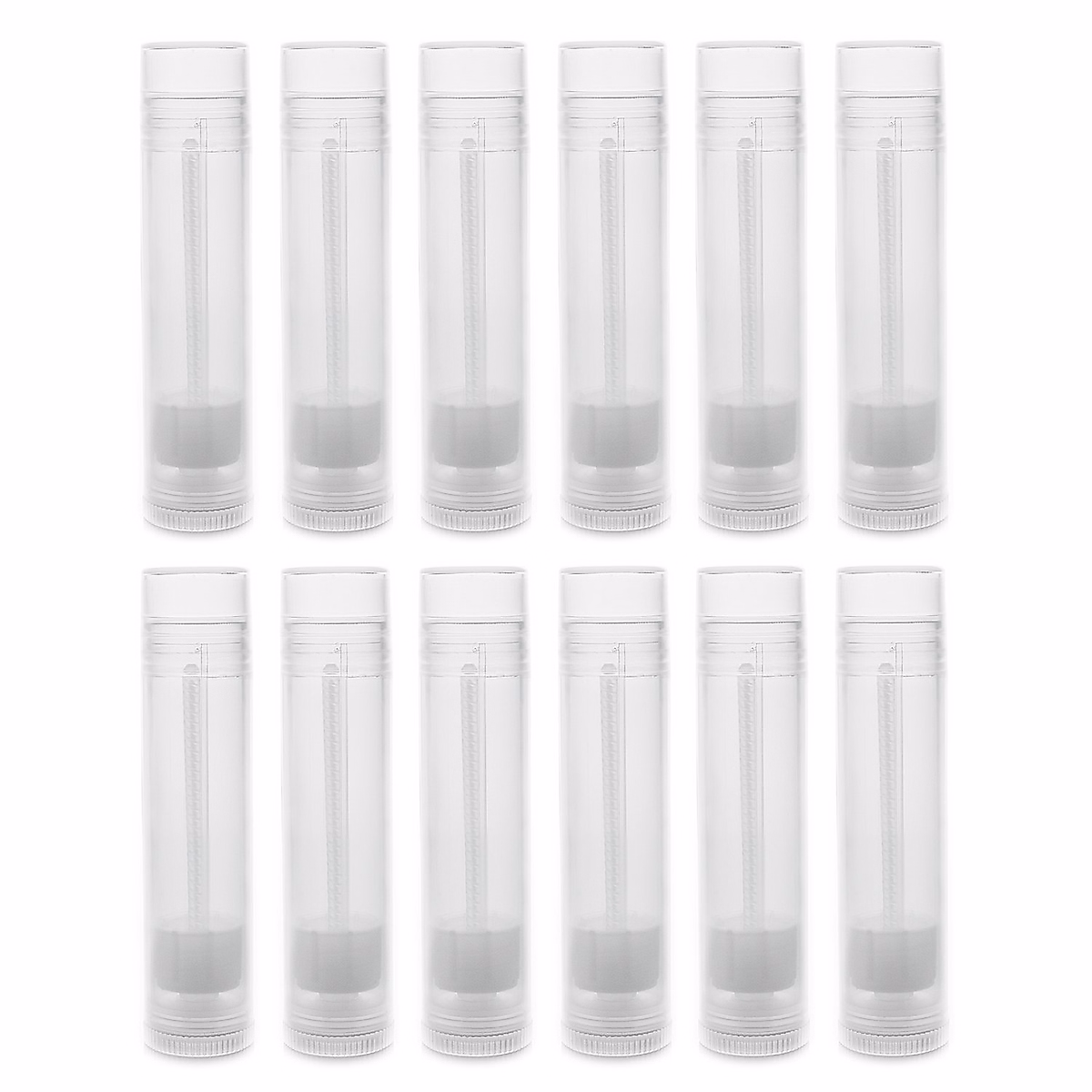 Clear Empty 3/16 Oz (5.5ml) Plastic Container Twist Tubes for Homemade Lip Balms, Cosmetic Gifts (12 Pack)