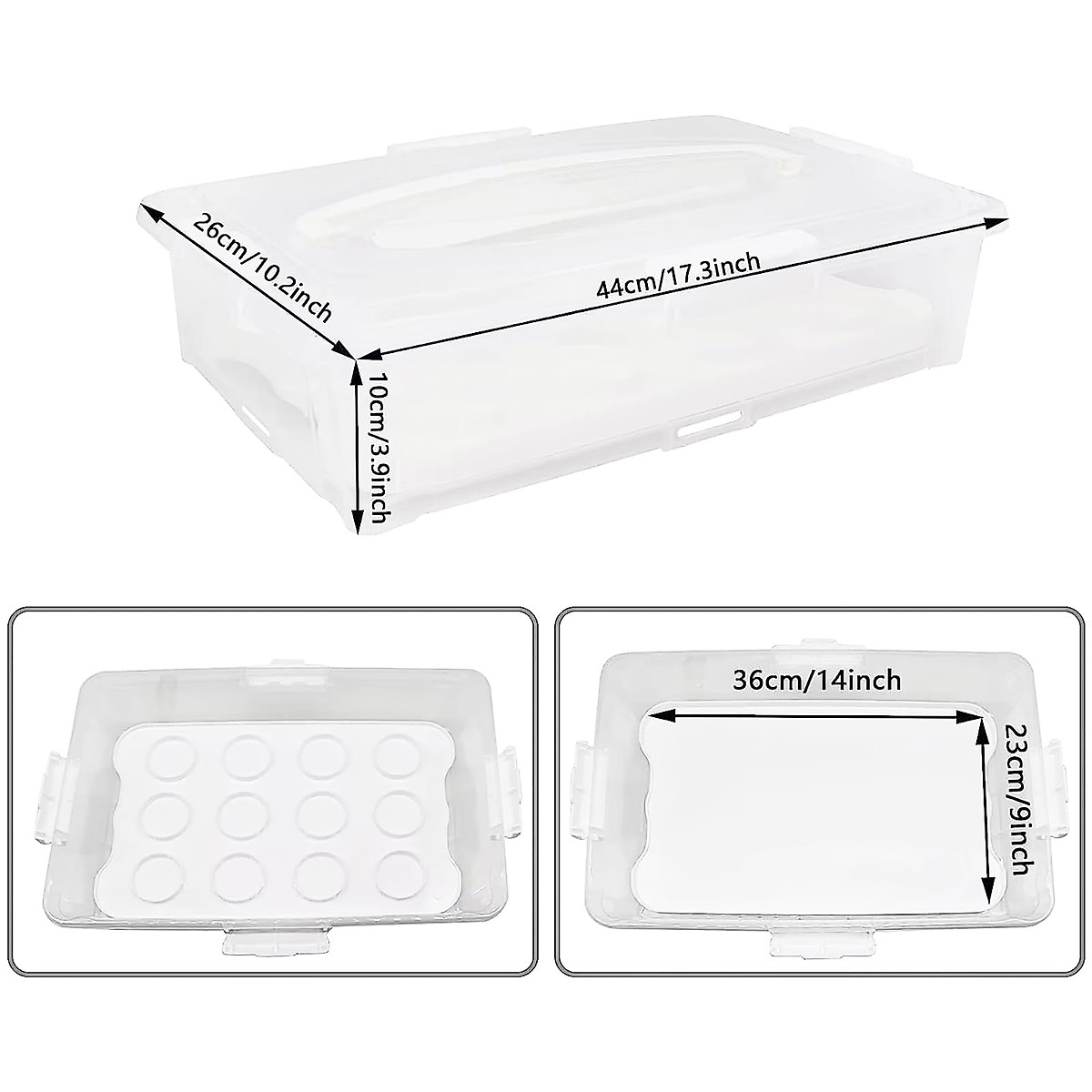 DIIRPPR White Plastic Cupcake And Cake Carrier - Stackable Cupcake Holder, Dessert Carrier For Full Size 17.2"x10.2" Cake Pans Or 12-Count Cupcake Tray, Cupcake Carrier & Cake Box (One Tier)