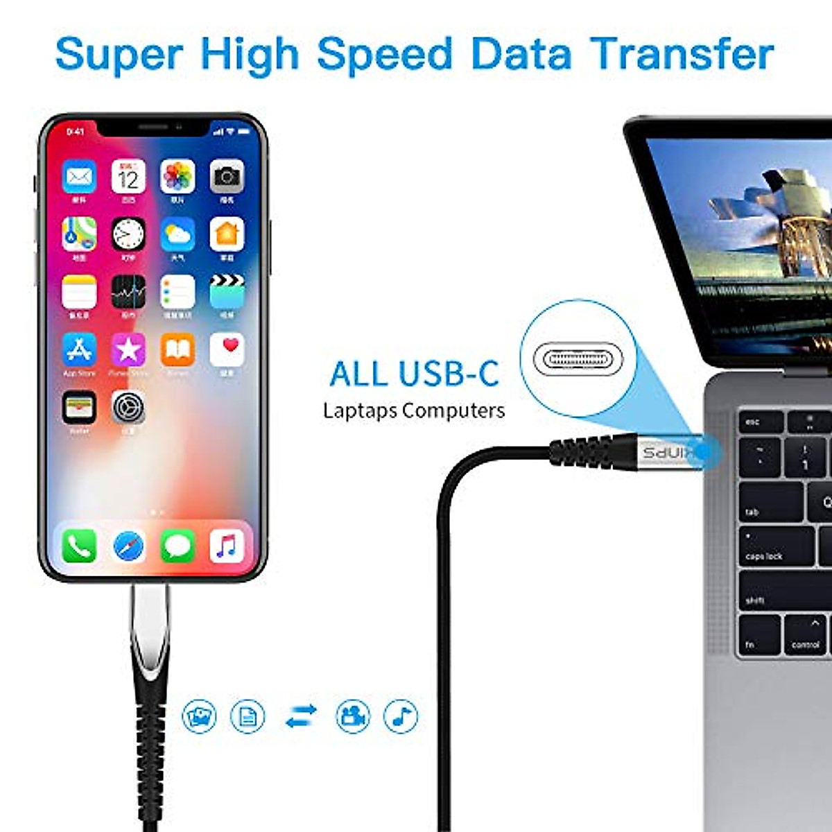 KINPS MFI Certified (10ft/3m) USB C to Lightning Fast Charging Cable Compatible with iPhone 12/11/11Pro/11 Pro Max/XS MAX/XS/XR/X, Supports Power Delivery(for Use with Type C Chargers), Black