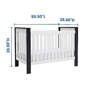 Delta Children Miles 4-in-1 Convertible Crib, Greenguard Gold Certified, Bianca White/Textured Midnight Grey