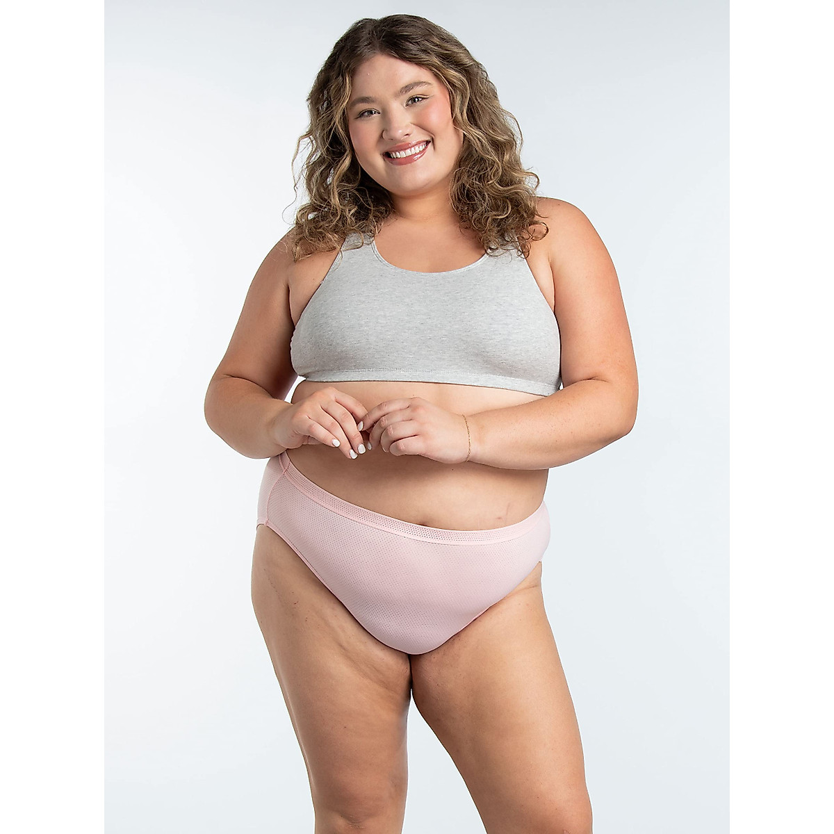 Fruit of the Loom Women's Size Underwear, Designed to Fit Your Curves, Hi Cut-Breathable Micro Mesh-Assorted, 13 Plus