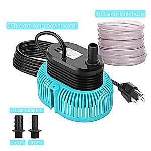 AquaMiracle 600GPH New-gen Pool Cover Pump for Above-ground / In-ground Swimming Pools, Water Removal Pump, in-built Thermal Protection, with 15ft Drainage Hose & 25 Feet Extra Long Power Cord
