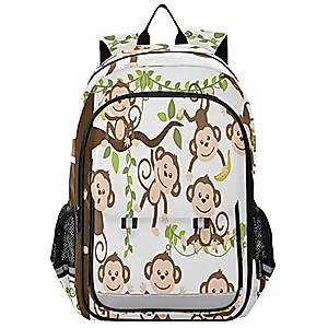 Glaphy Cute Monkey Backpack School Bag Lightweight Laptop Backpack Student Travel Daypack with Reflective Stripes