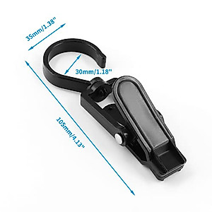 Unlorspy 20PCS Super Strong Plastic Swivel Laundry Clips, Hanging Clothes Pins, 4.13" x 1.38" / 105 x 35 mm Laundry Hooks for Clothes, Hat, Sock & Towel. (Black)