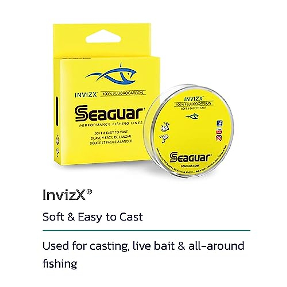 Seaguar InvizX Freshwater 100% Fluorocarbon Fishing Line 17lbs, 600yds - 17VZ600