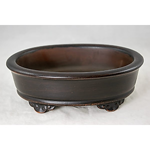 Vintage Oval Yixing Zisha Bonsai Pot, Cactus & Succulent Planter + Mesh - 8.25"x 6.25"x 2.5"