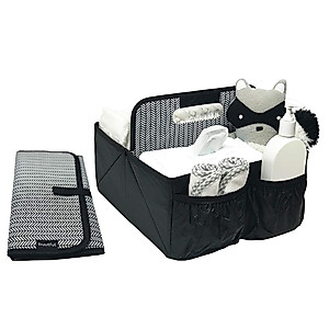 Baby Diaper Caddy and Car Organizer for Accessories: Large Portable Boy or Girl Nursery Storage Bin for Changing Table with Changing Pad: Baby Registry Shower Gift: Baby Stuff