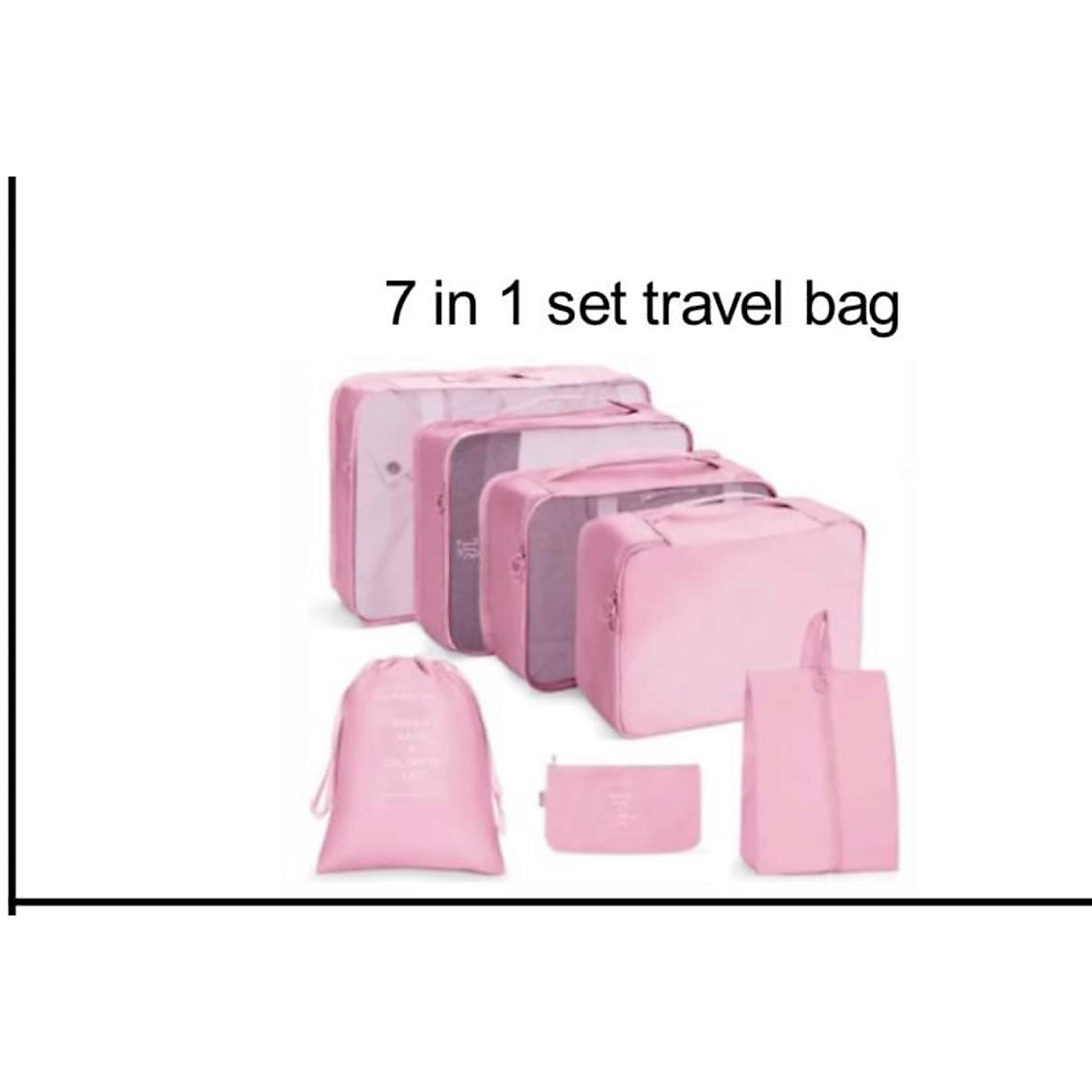 7 Pcs Travel Packing organizer and Packing Cubes for Suitcase with Essencial Travel Bags (PINK)