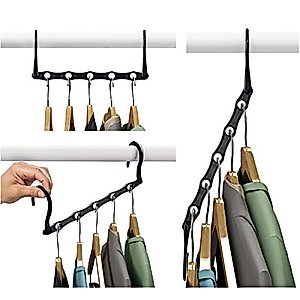 GILLRAJ Space Saving Hangers Pack of 10 Black Cascading Closet Organizers