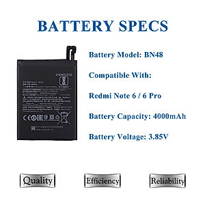 MAXSHARKS New Upgraded Battery for Redmi Note 6 / Redmi Note 6 Pro, BN48 Replacement Battery Compatible with Redmi Note 6 / Redmi Note 6 Pro, with Repair Tools & Instruction