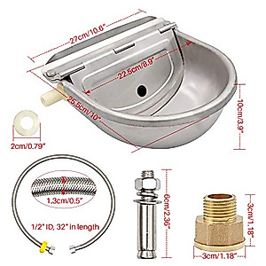 Stainless Steel Waterer Bowl for Horse Dog Cattle Goat Sheep Pig Float Valve Automatic Water Trough