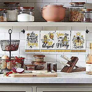 Hexagram Bee Kitchen Towels Set of 4, Bee Hand Towels for Kitchen Housewarming Farmhouse Kitchen Gifts, Bee Gifts for Women…