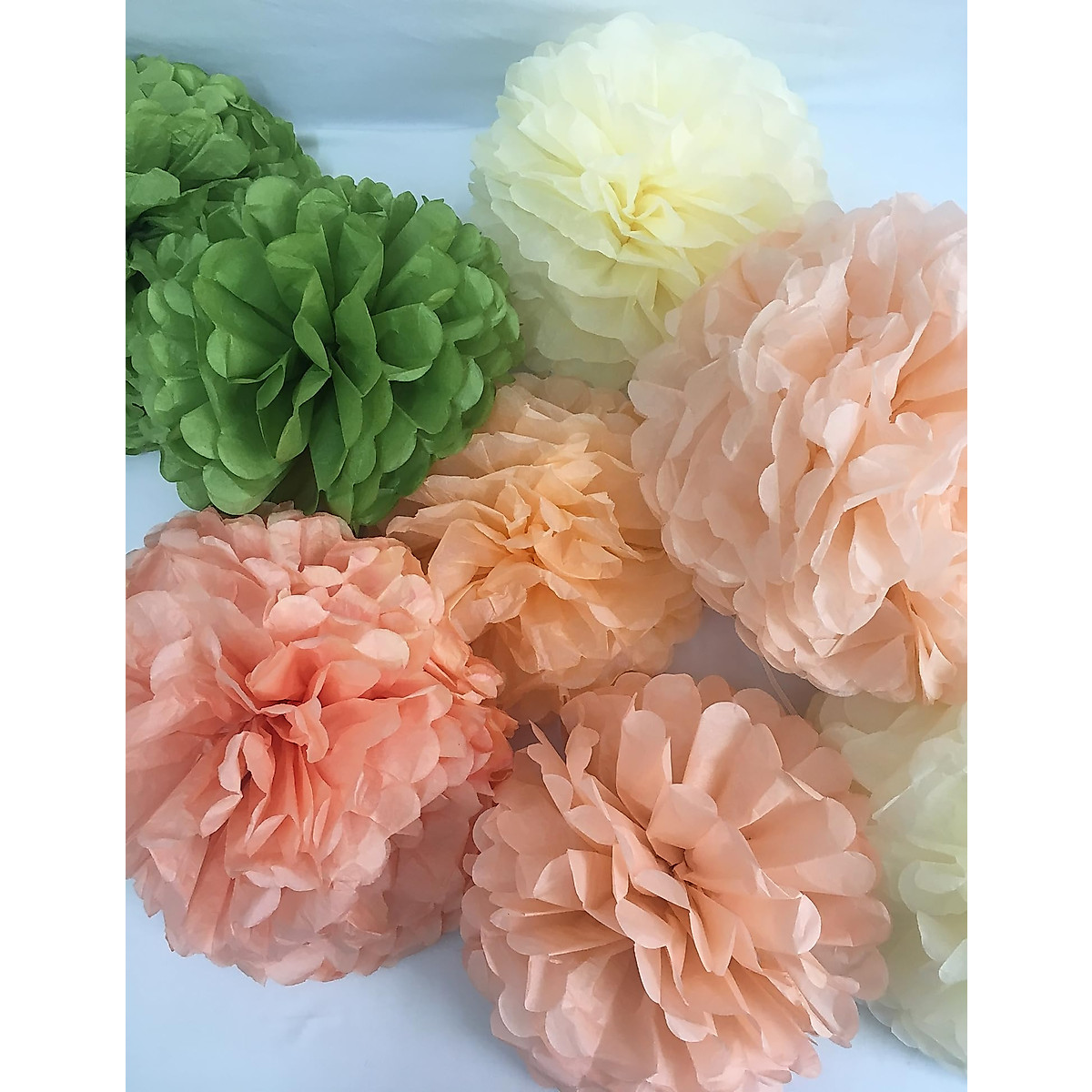 Bridal Shower Decorations Sage Green - Peach Olive Green Boho Bachelorette Party Decorations with Balloons Tissue Paper Flower Pompoms and Tassel Garland (Sage green + Peach)