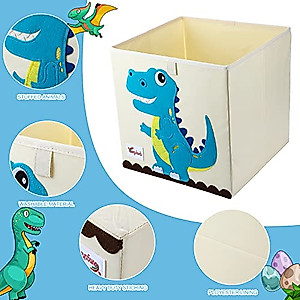 Kacctyen 6 Pcs 13 Inch Foldable Dinosaur Toy Storage Cubes Animal Organizer Bins Fabric Toy Box Chest Basket Container for Toddlers Kids Boys and Girls Nursery Playroom