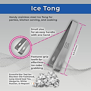 Cocktail Accessories for Drinks, Fancy 6-Piece Bartender Tools - Jigger, Strainer, Muddler, Ice Tongs, Bar Spoon with Bamboo Stand (Shaker Not Included)