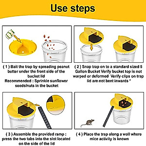 Mouse Trap - Bucket Mouse Trap - Flip and Slide Bucket Lid Mouse Trap - Rat Trap-5 Gallon Mouse Trap Bucket lid-Humane or Lethal-Multi Catch-Auto Reset-Indoor Outdoor-Reusable (3-Pack)