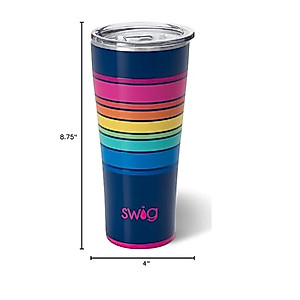Swig Life 32oz Insulated Tumbler, Travel Coffee Tumbler with Lid, Cup Holder Friendly Travel Coffee Mug, Stainless Steel Thermos with Lid (Electric Slide)