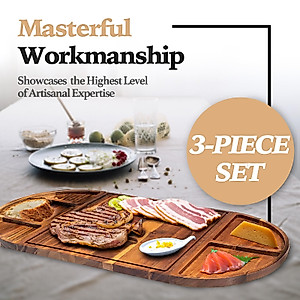 Charcuterie Board Set: 3-in-1 Magnetic Acacia Wood Cheese Board Ensemble - Unique for Mom - House Warming Gifts New Home, Wedding Gifts for Couple, Bridal Shower Gift (Board)