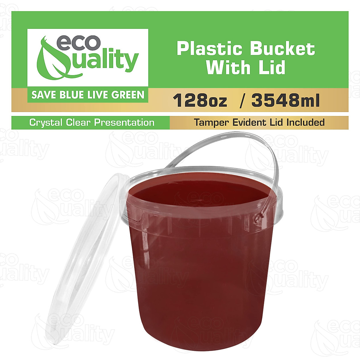 1 Gallon (128 oz) Clear Plastic Bucket with Lid and Handle (1 Pack), Ice Cream Tub with Lids - Food Grade Freezer and Microwave Safe Food Storage Containers, Round Plastic Pail Container with Lid, BPA Free