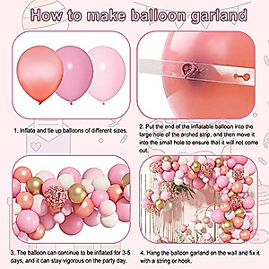 140Pcs Rose Gold Pink Balloons Garland Arch Kit, Light Pink Rose Gold Confetti Balloons for Women Girls Birthday Baby Shower Wedding Graduation Bachelorette Mother's Valentine's Day Party Decorations