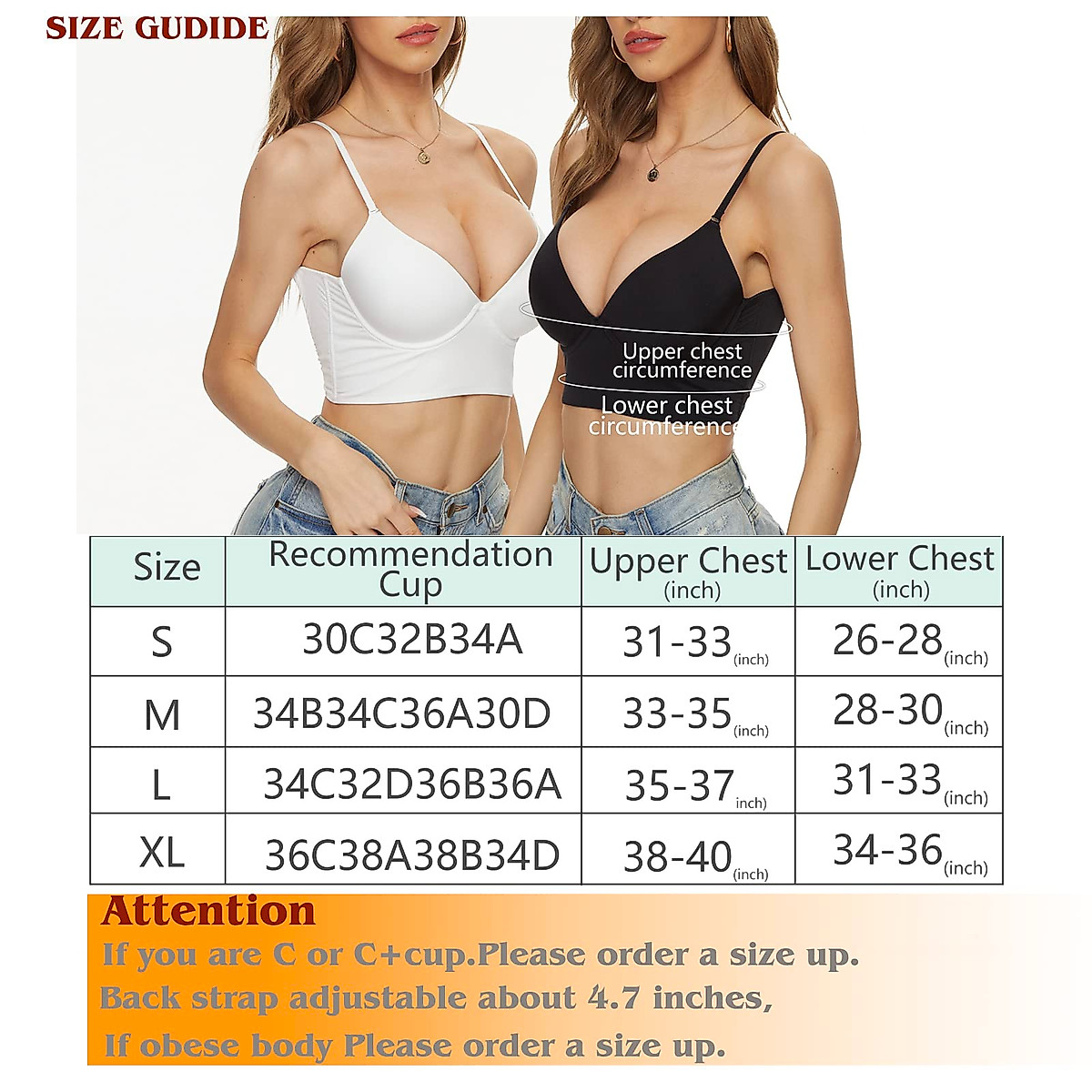 ForBaysy Low Back Bras for Women Push Up Deep V Neck Backless Bra,Low Cut Multiway Convertible Bra Wire Lifting Bralette White