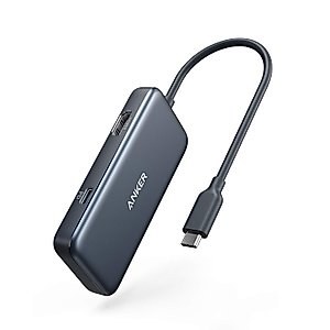 Anker USB C Hub, 4-in-1 USB C Adapter, with 4K USB C to HDMI, 2 USB 3.0 Ports, 60W Power Delivery Charging Port for MacBook Pro 2016/2017/2018, ChromeBook, XPS, and More (Space Grey)