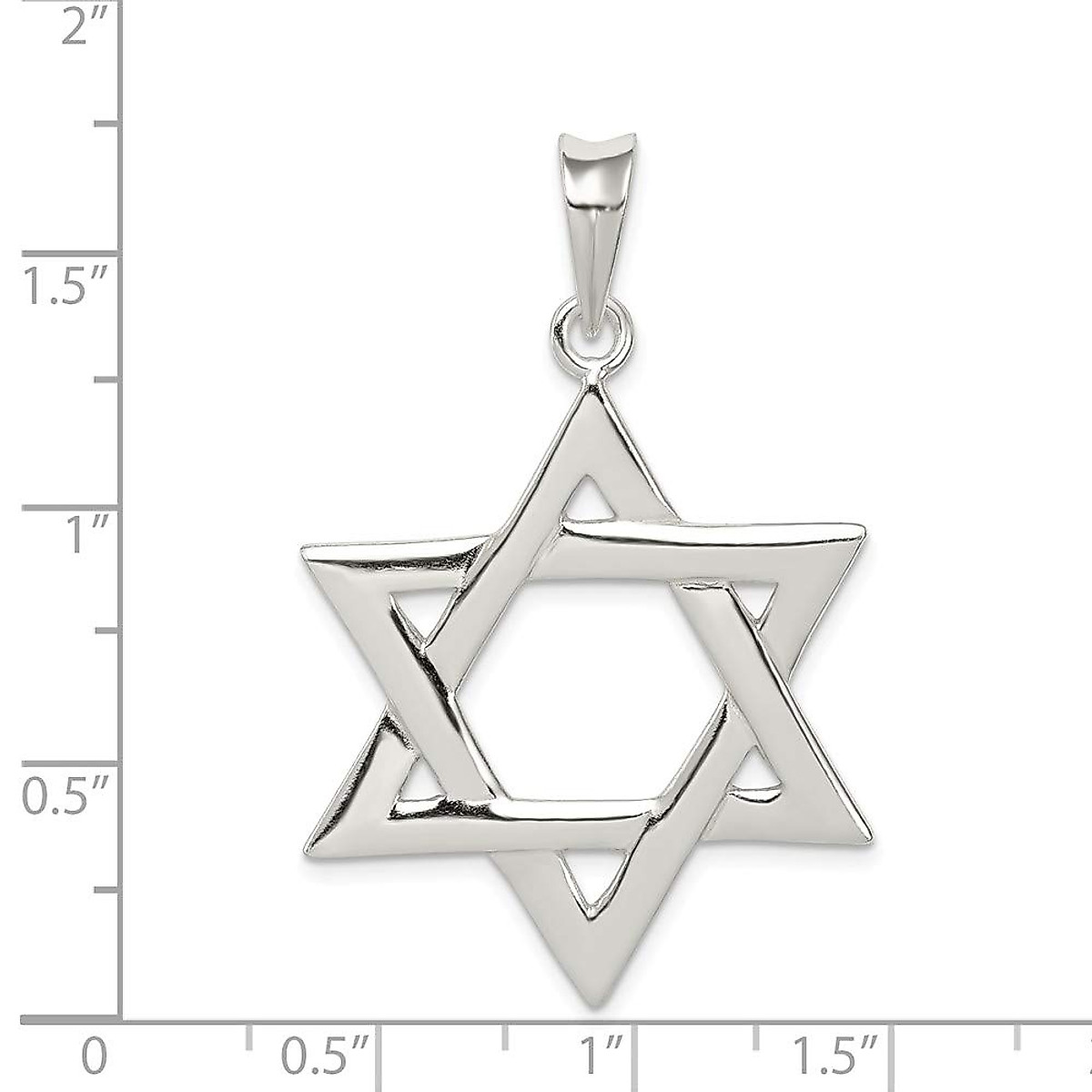 Solid 925 Sterling Silver Star of David Lucky Jewish Pendant Charm - 46mm x 29mm