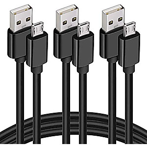 Micro USB Cable,Universal 3Pack 6ft Long Android Charger Cable, High Speed Sync Charger Cord and Micro USB Data Cord Wire for Samsung Galaxy S7 Edge, S7, S6 Edge,S6,Black