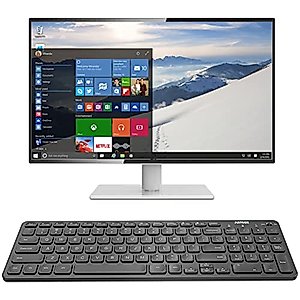 Arteck 2.4G Wireless Keyboard Ultra Slim Full Size Keyboard with Numeric Keypad and Media Hotkey for Computer/Desktop/PC/Laptop/Surface/Smart TV and Windows 10/8/ 7 Built-in Rechargeable Battery