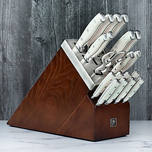 Henckels Forged Accent 20 Piece Self Sharpening Knife Block Set with Off-White Handles