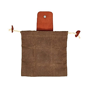 VINGNUT Foraging Bag, Collapsible Foraging Pouch, Outdoor Waxed Canvas Bag ,Leather Bushcraft Belt Bags, Mushroom Collecting Waterproof Pouch for Camping Hiking Traveling