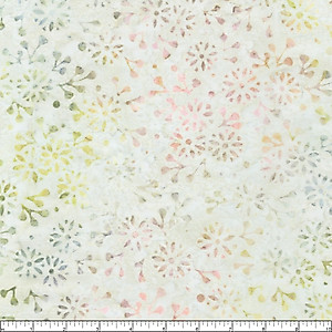 Robert Kaufman Artisan Batik Bamboo Garden Flowers, Fabric by The Yard (Dove)