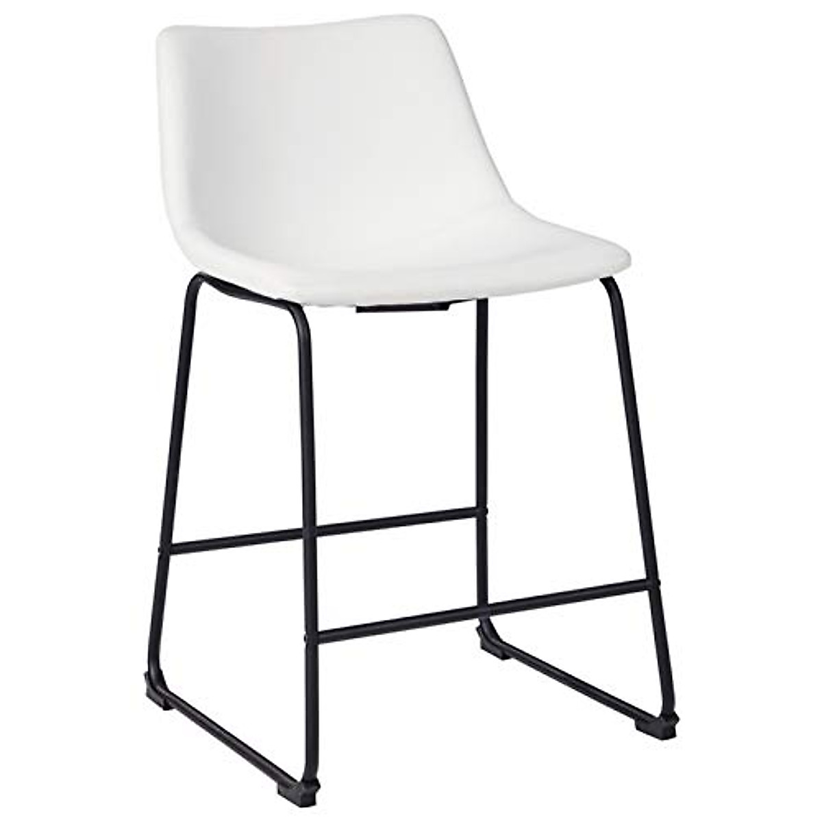 Signature Design by Ashley Centiar Urban Industrial 23.75" Counter Height Bucket Seat Barstool, 2 Count, White