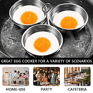 Egg Boiling Stainless Steel Egg Poacher Pan Insert with Oil Brush Nonstick Egg Poacher Multi-function Egg Steamer for Poached Egg Tool