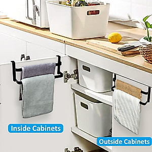 RedCall 2 Pack Towel Holder for Kitchen Cabinet,Two-Tier Kitchen Towel Rack,Steel Over Cabinet Door Towel Bar,Double Towel Bar Rack for Bathroom Cupboard,Holds Hand/Dish Towels & Washcloths