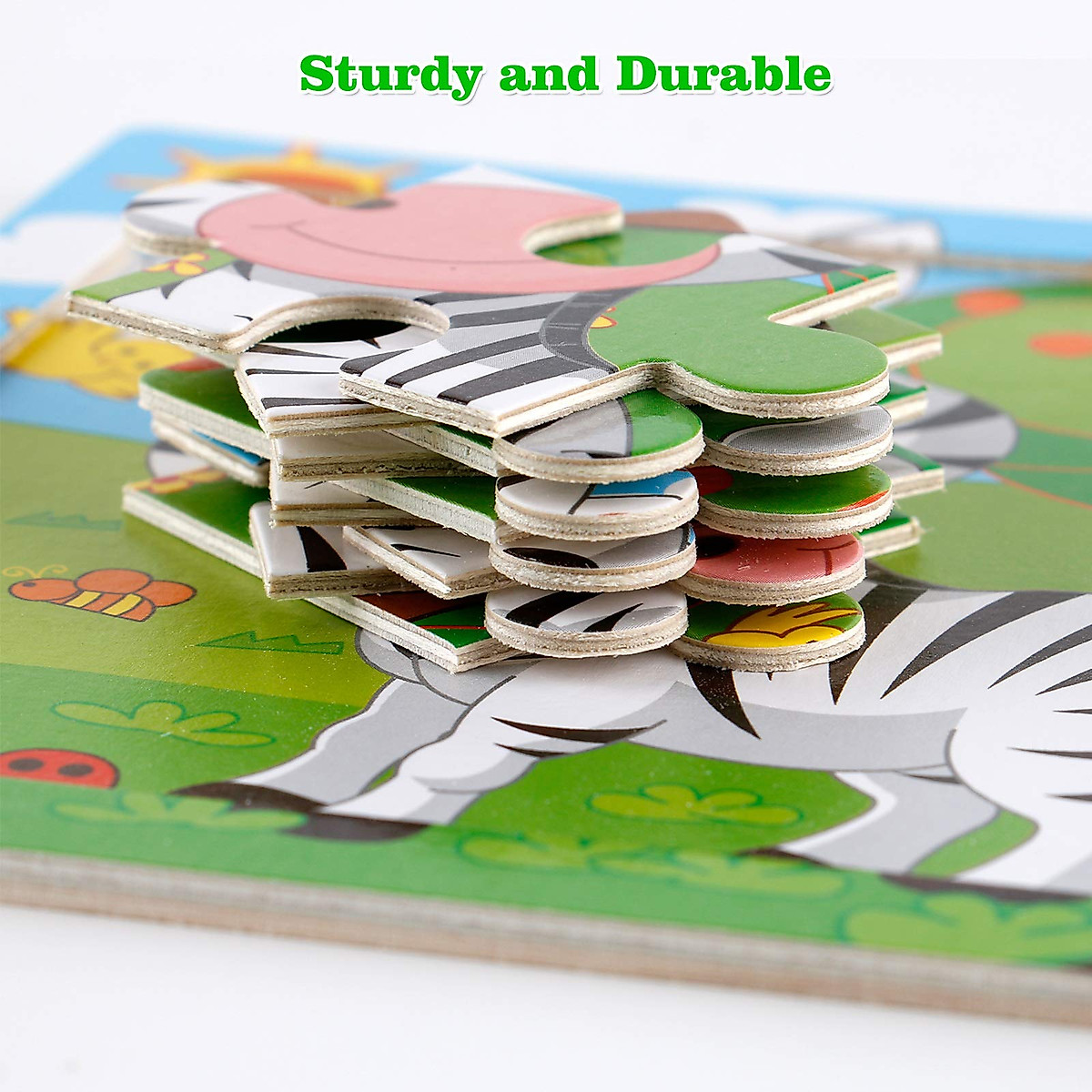 NASHRIO Wooden Puzzles for Toddlers 2-5 Years Old(Set of 6), 9 Pieces Preschool Educational and Learning Animal Jigsaw Puzzle Toy Gift Set for Boys and Girls