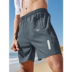 NORTHYARD Men's Athletic Running Shorts Quick Dry Workout Shorts 7"/ 5"/ 9" Lightweight Sports Gym Basketball Shorts Hiking Exercise COOLGREY L